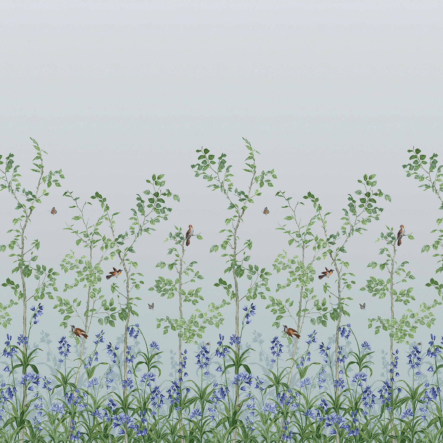 Bird & Bluebell Celestial Blue | Little Greene - National Trust Papers